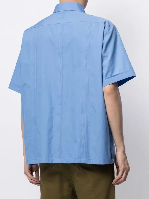 PORTS V Geometric Band Cotton Shirt