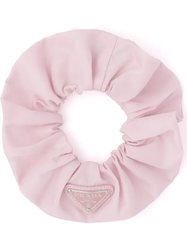 Prada Re-nylon Triangle Logo Scrunchie - Pink