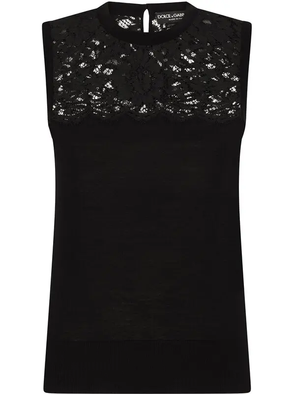 Dolce & Gabbana Lace-panel Virgin Wool Blouse