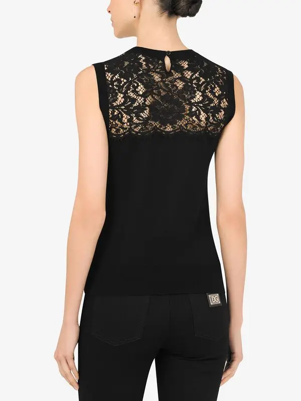 Dolce & Gabbana Lace-panel Virgin Wool Blouse