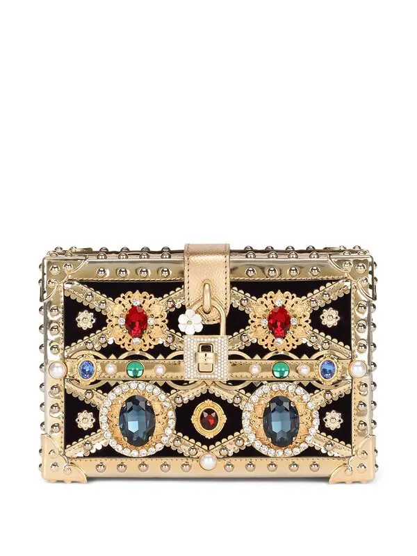 Dolce & Gabbana Bejewelled Top Handle Bag - Gold