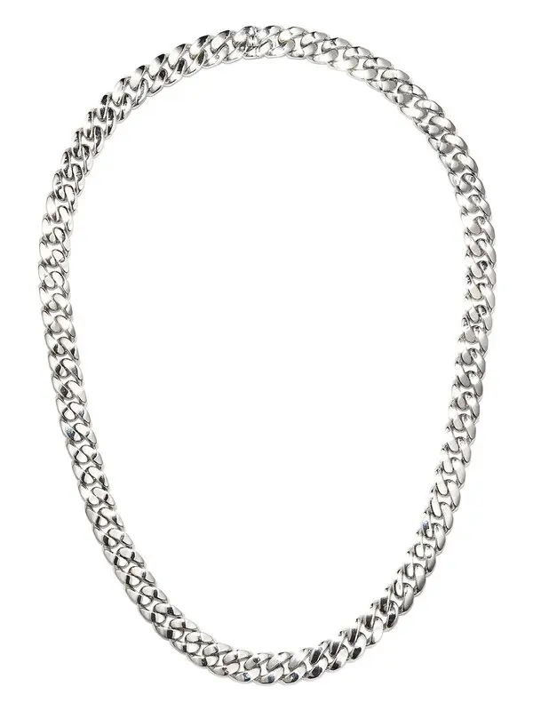 Shay 18k White Gold Flat Link Chain Necklace - Metallic