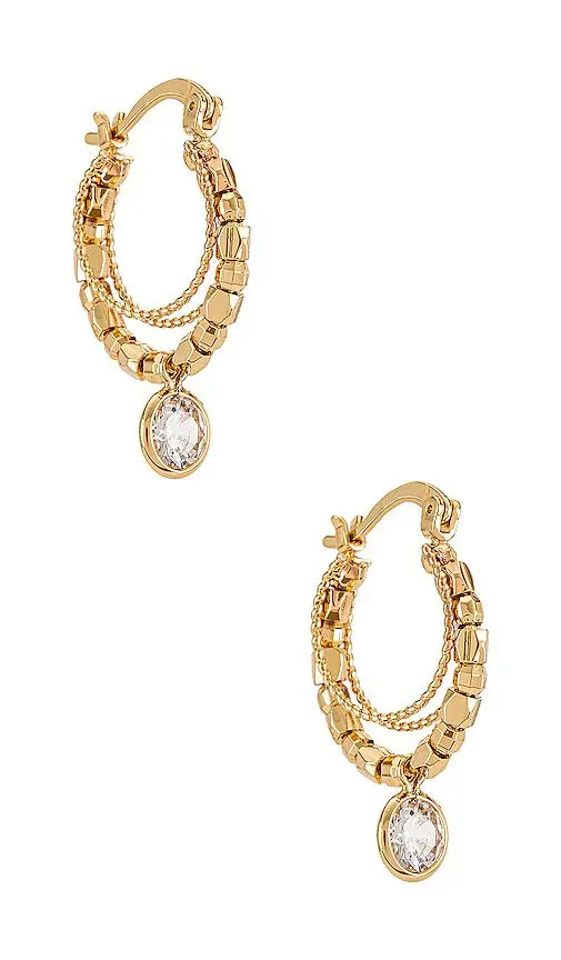 Ettika Embellished Hoop Earrings - Gold