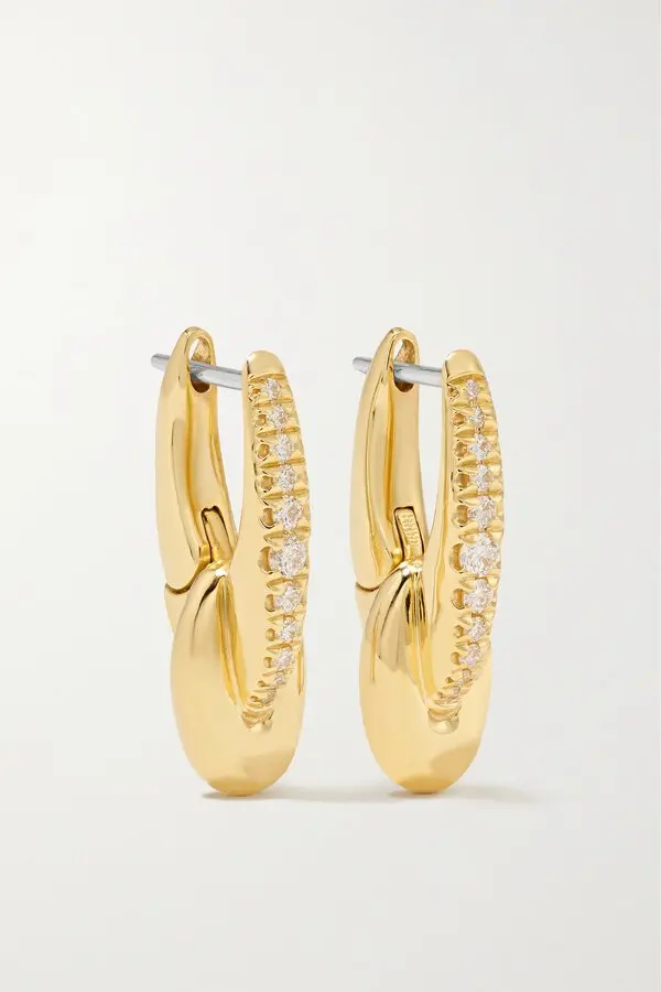 Melissa Kaye Ada 18-karat Diamond Huggie Hoop Earrings