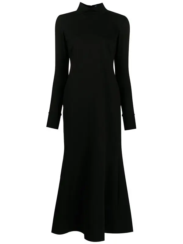 MACGRAW High-neck Flared Midi Dress