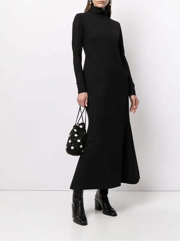 MACGRAW High-neck Flared Midi Dress