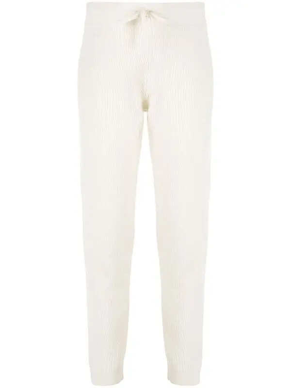 Cashmere In Love Ribbed-knit Track Pants - White