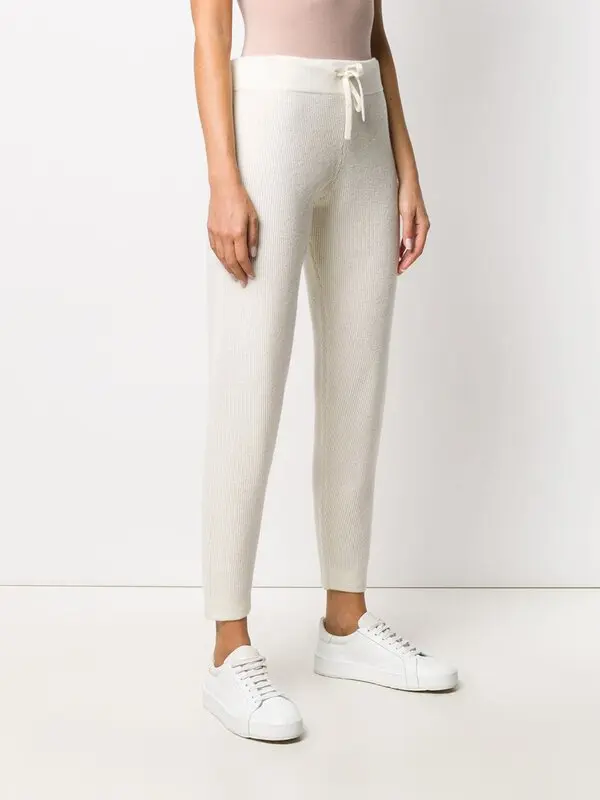 Cashmere In Love Ribbed-knit Track Pants - White