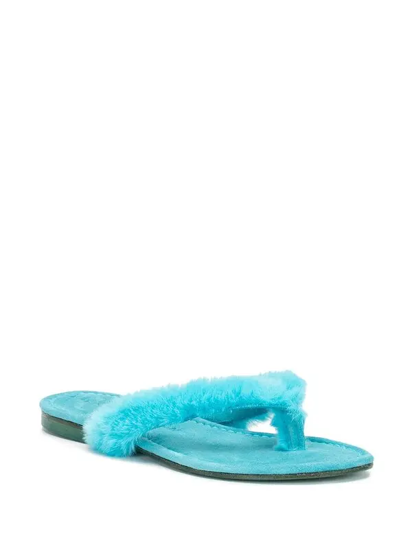 MADISON MAISON Artificial Fur Thong Sandal - Blue