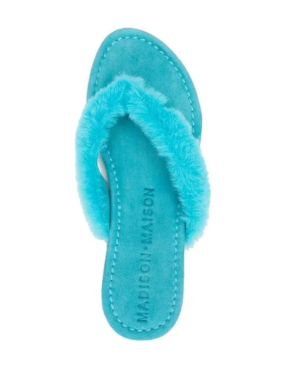 MADISON MAISON Artificial Fur Thong Sandal - Blue