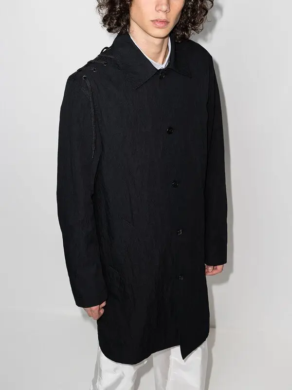 Craig Green Lace-Up Ingle-Breated Coat In Black - 70% Off