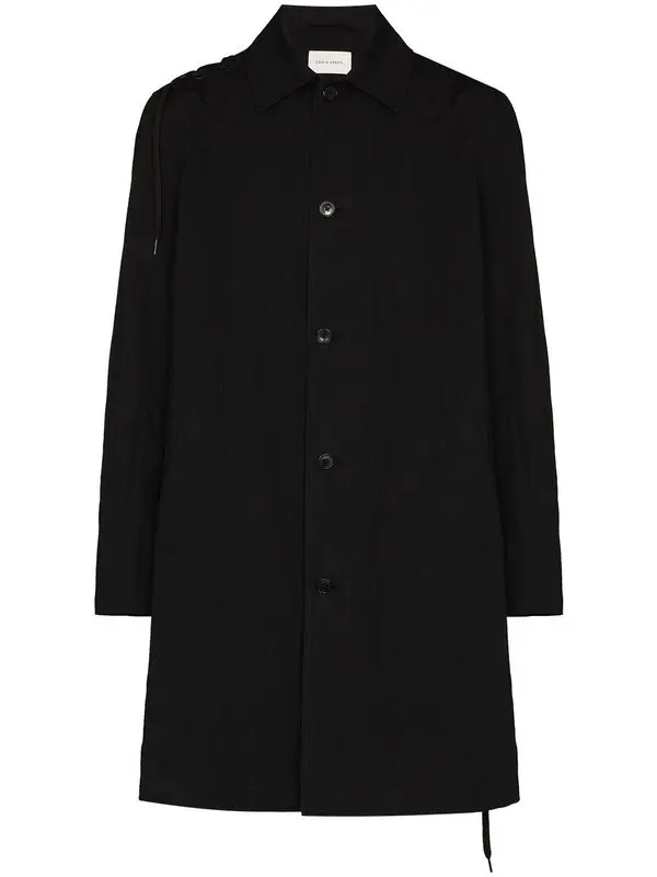 Craig Green Lace-Up Ingle-Breated Coat In Black - 70% Off
