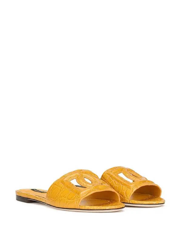 Dolce & Gabbana Dg Millennials Leather Sandals - Yellow