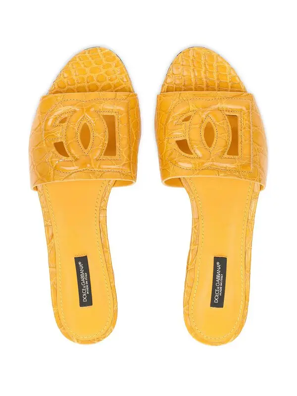 Dolce & Gabbana Dg Millennials Leather Sandals - Yellow