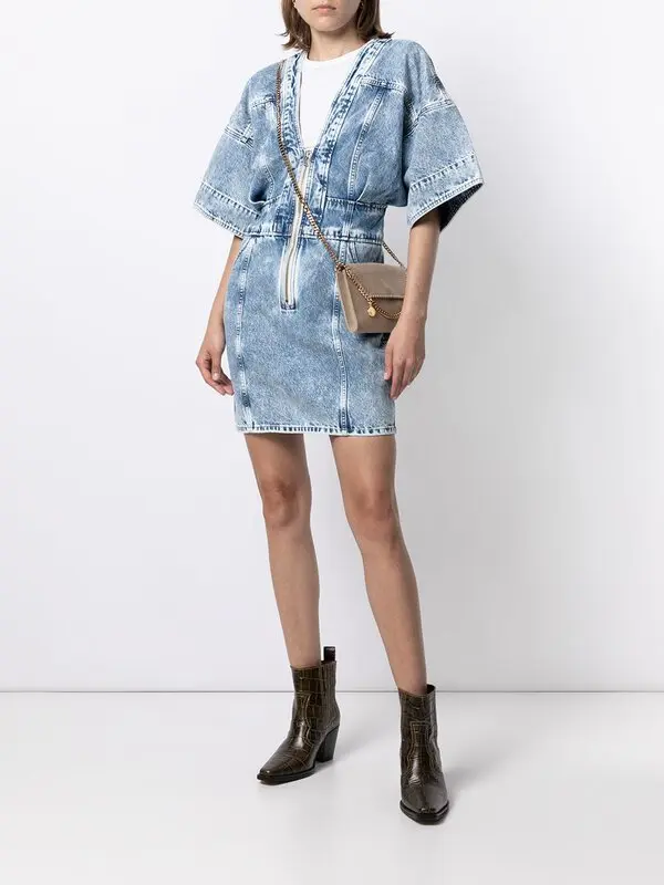 white christmas dresses Zip Up Denim Dress main image 0