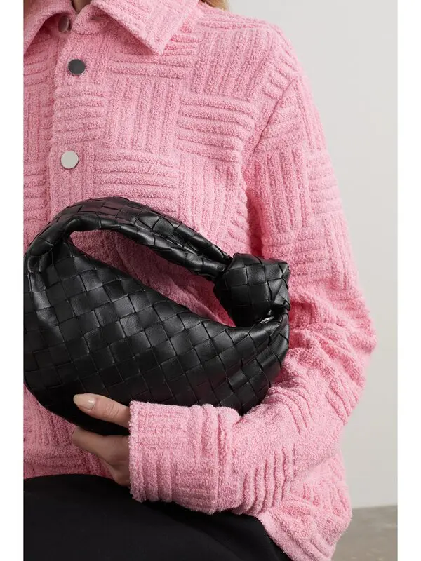 Bottega Veneta Jodie Mini Knotted Intrecciato Leather Shoulder Bag - Black