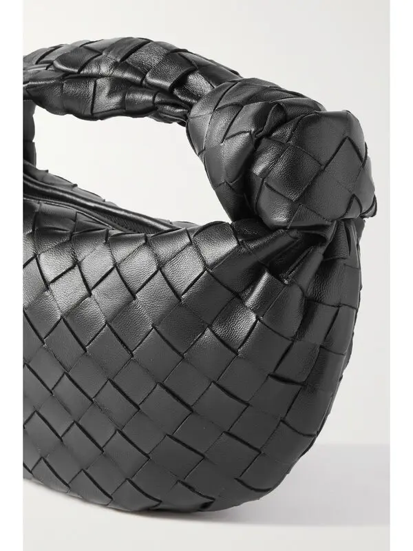Bottega Veneta Jodie Mini Knotted Intrecciato Leather Shoulder Bag - Black