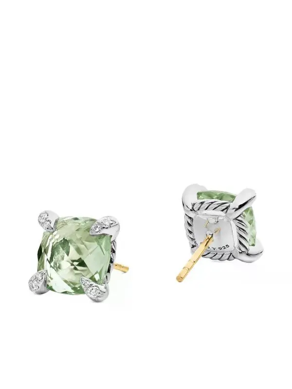 David Yurman Sterling Silver Chatelaine Stud Earrings - Green