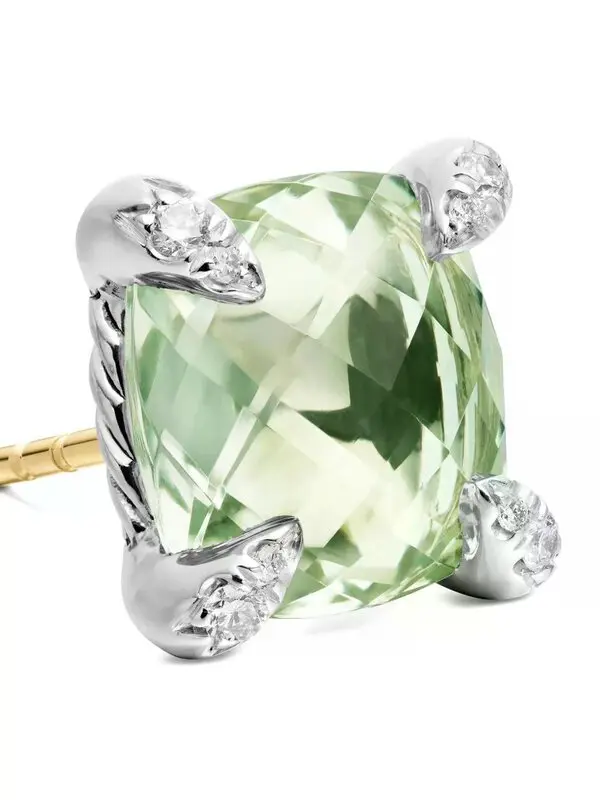 David Yurman Sterling Silver Chatelaine Stud Earrings - Green