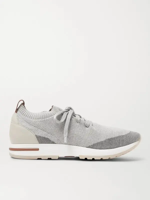 Loro Piana 360 Flexy Walk Leather-trimmed Wool Sneakers - Gray