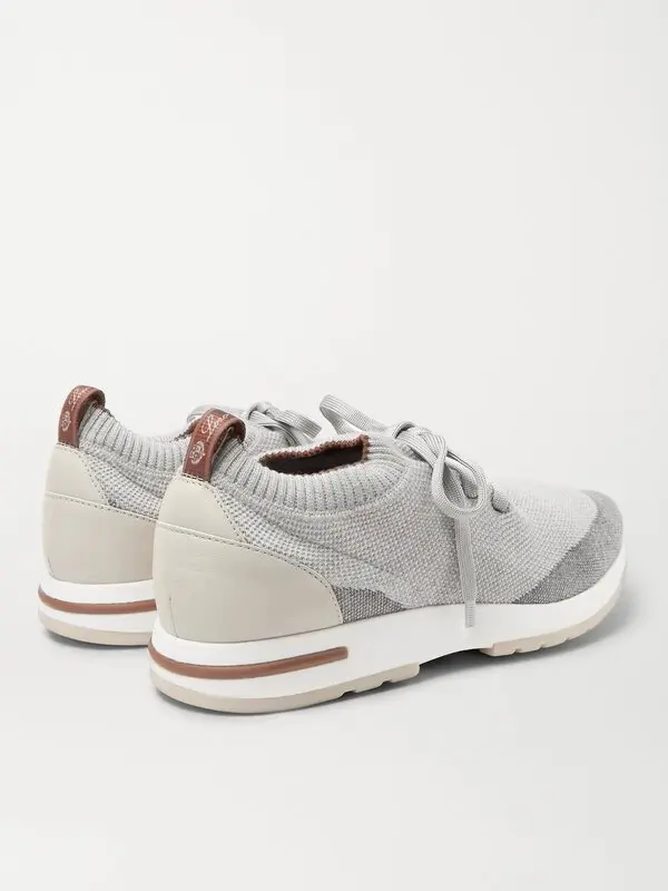 Loro Piana 360 Flexy Walk Leather-trimmed Wool Sneakers - Gray