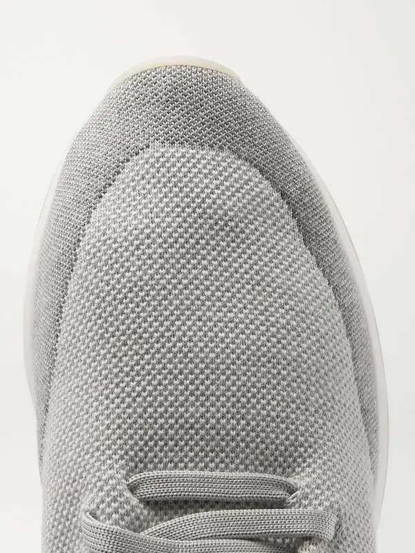 Loro Piana 360 Flexy Walk Leather-trimmed Wool Sneakers - Gray