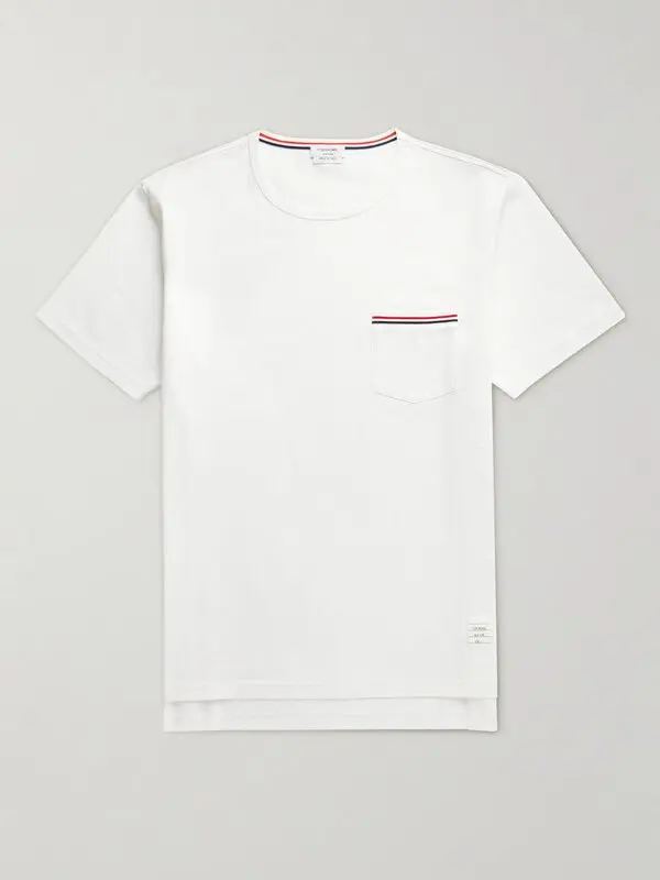 Thom Browne Slim-fit Grosgrain-trimmed Cotton-jersey T-shirt
