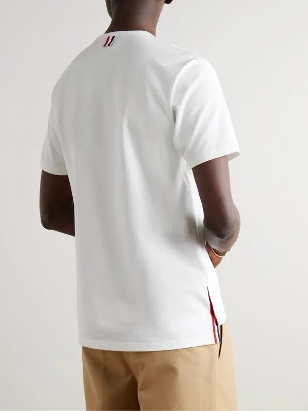 Thom Browne Slim-fit Grosgrain-trimmed Cotton-jersey T-shirt