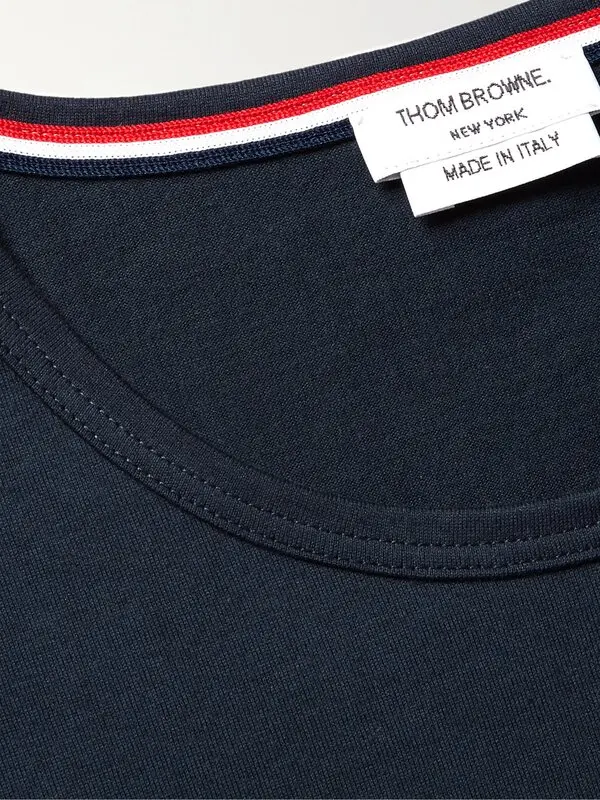 Thom Browne Slim-fit Grosgrain-trimmed Cotton-jersey T-shirt - Blue
