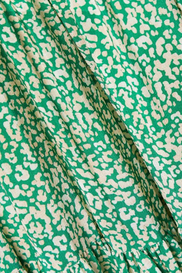 Evarae Net Sustain Lora Ruffled Printed Organic Silk Maxi Skirt