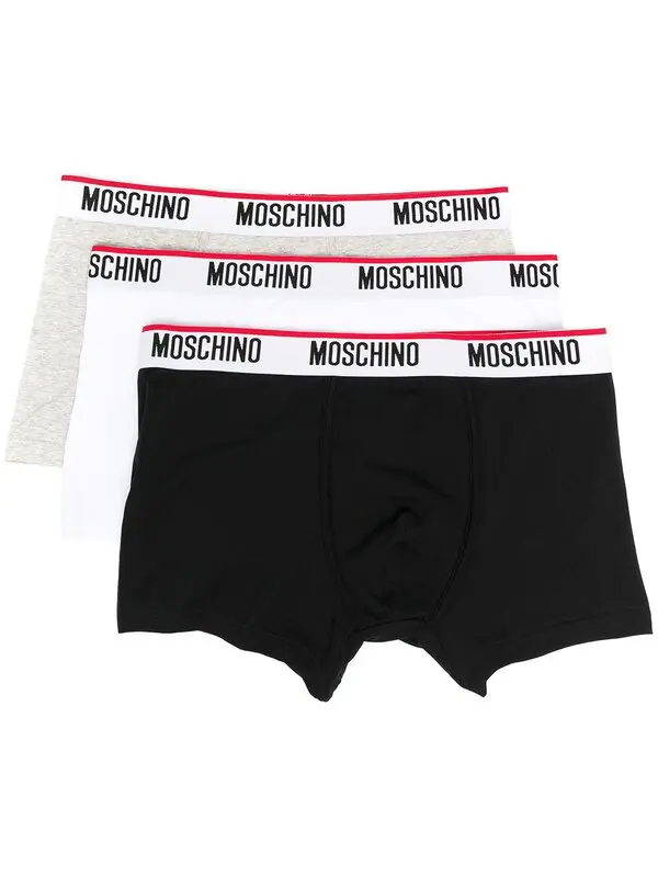 Moschino Logo-waistband Three-pack Boxers - White