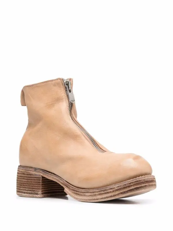 Guidi Grained Leather Round-toe Boots - Neutrals