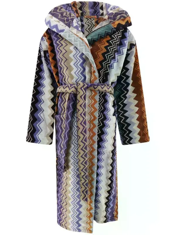 Missoni Giacomo Belted Hooded Bathrobe - Blue