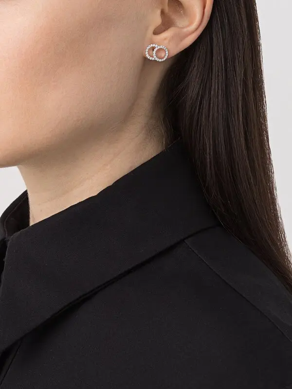COURBET 18kt Recycled White Gold Celeste Large Pavé Laboratory-grown Diamond Stud Earrings - Silver