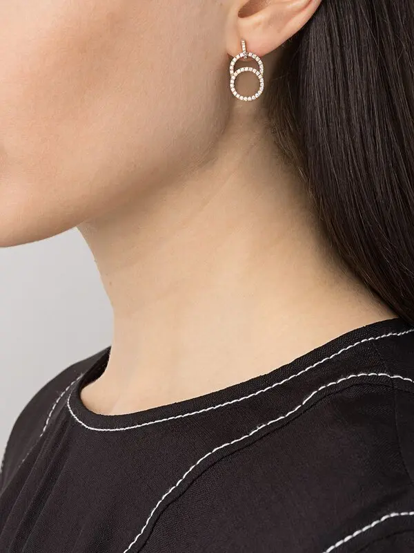 COURBET 18kt Recycled Rose Gold Celeste Laboratory-grown Diamond Pavé Hanging Earrings - Pink