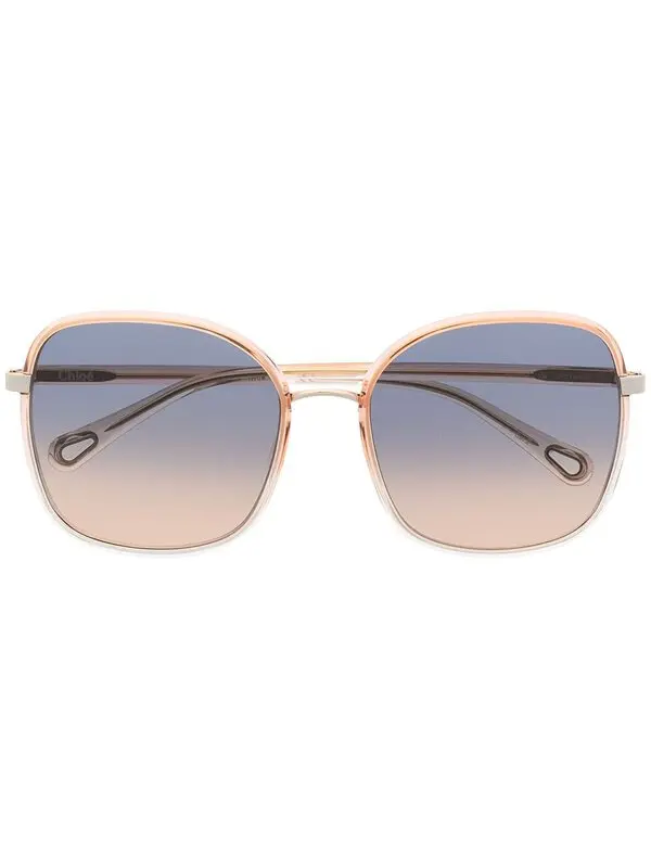 Chloé Franky Square Frame Sunglasses - Orange