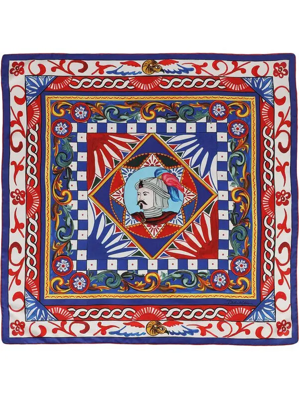Dolce & Gabbana Carretto-print Twill Scarf - Blue