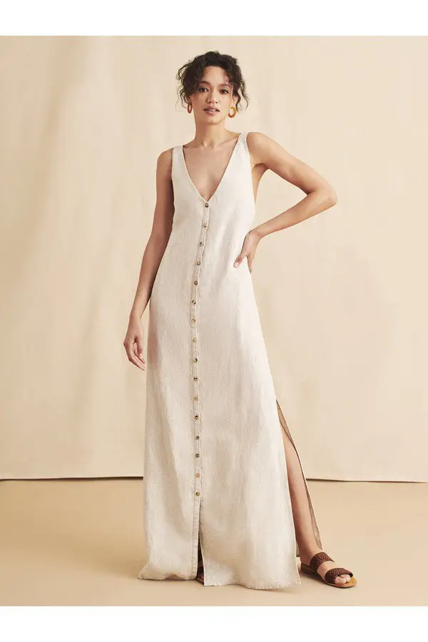 Faherty Brand Big Sur Dress Linen In Neutral - 64% Off | Editorialist