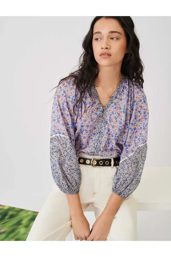 Maje Floral Cotton Voile Blouse