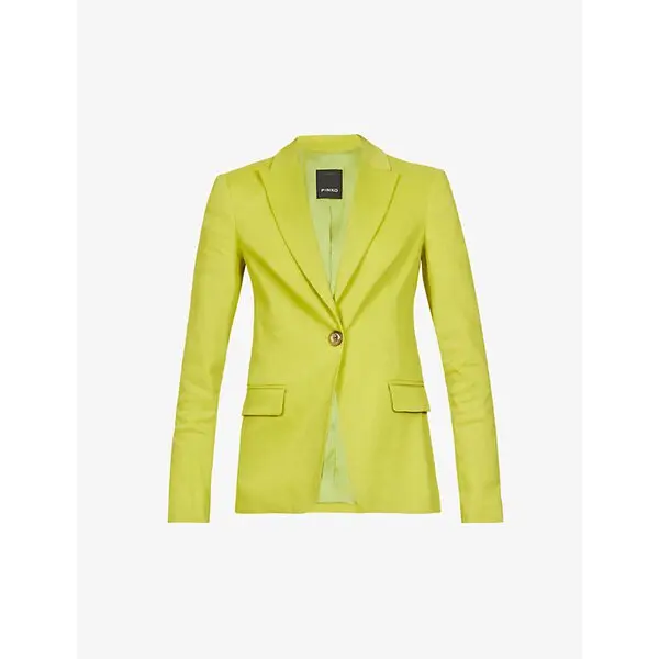 Pinko Sigmatico Single-breasted Linen-blend Blazer
