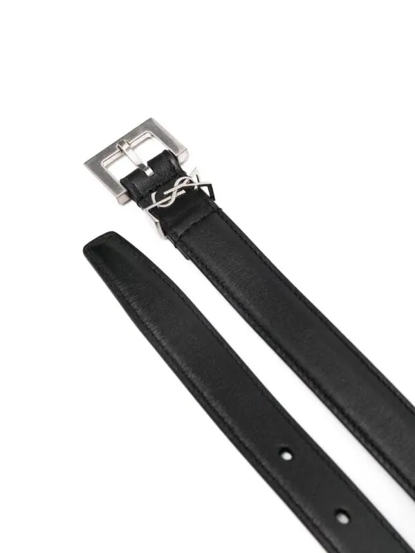 Saint Laurent Cassandre Thin Belt - Black