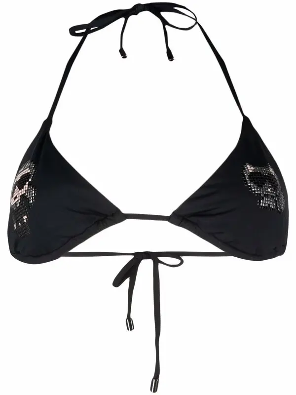 Karl Lagerfeld Ikonik Rhinestone-embellished Bikini Top - Black