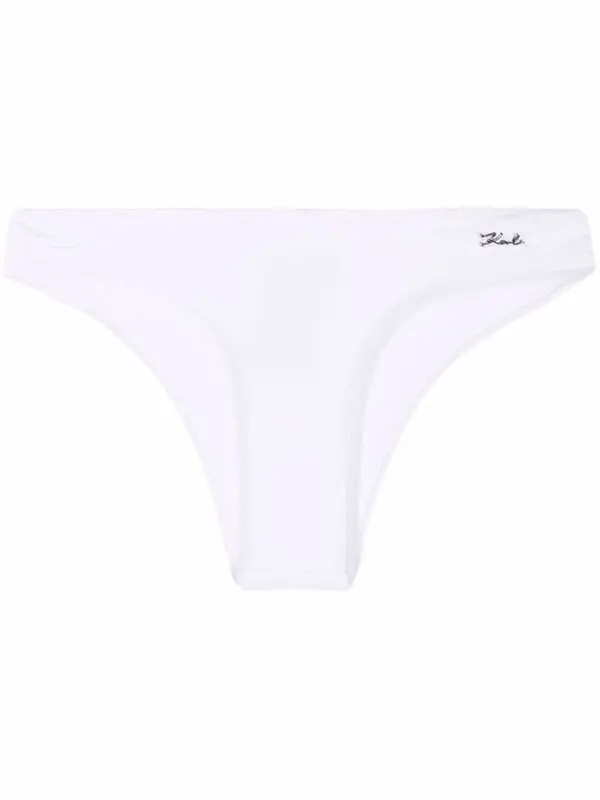 Karl Lagerfeld Logo-lettering Bikini Bottom - White