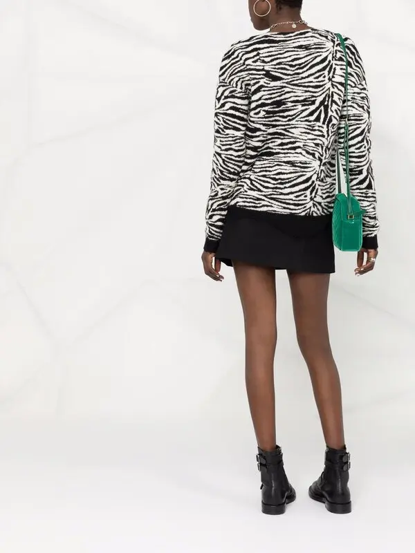 Saint Laurent Zebra-pattern Ripped Jumper
