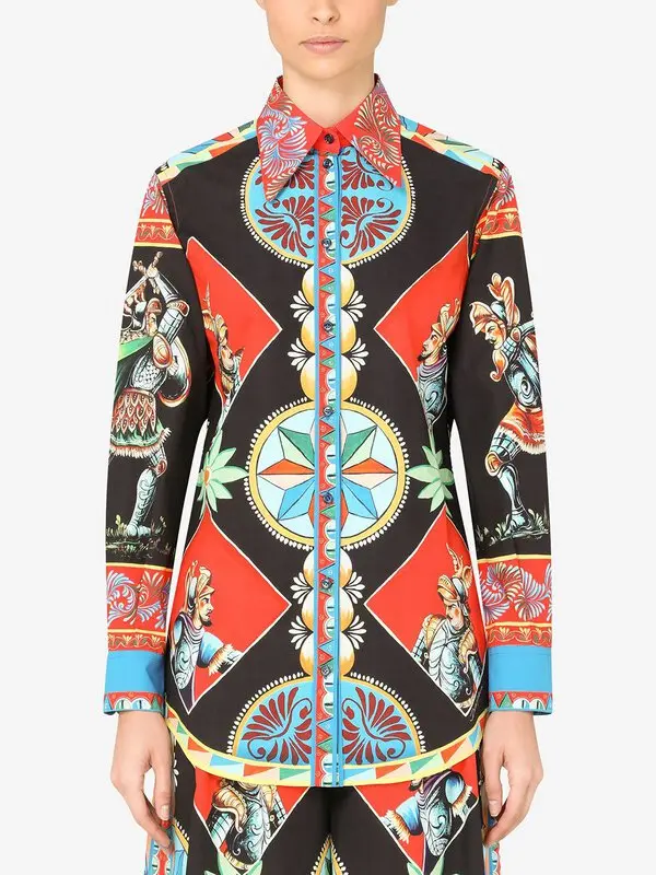Dolce & Gabbana Carretto-print Poplin Shirt