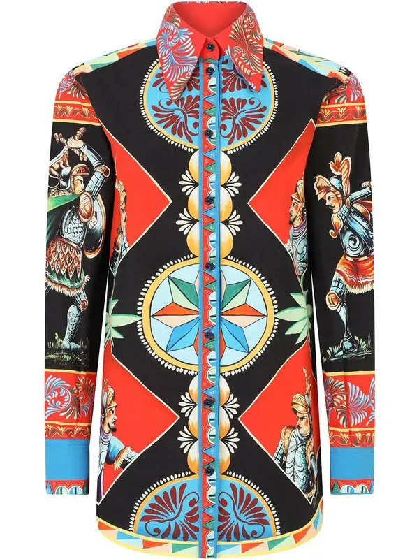 Dolce & Gabbana Carretto-print Poplin Shirt