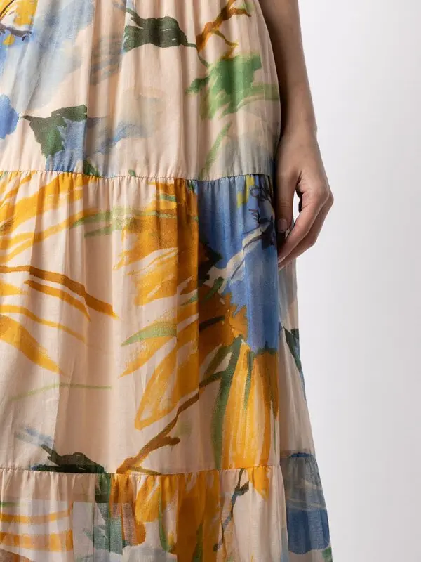TWINSET Tiered Floral Maxi Skirt
