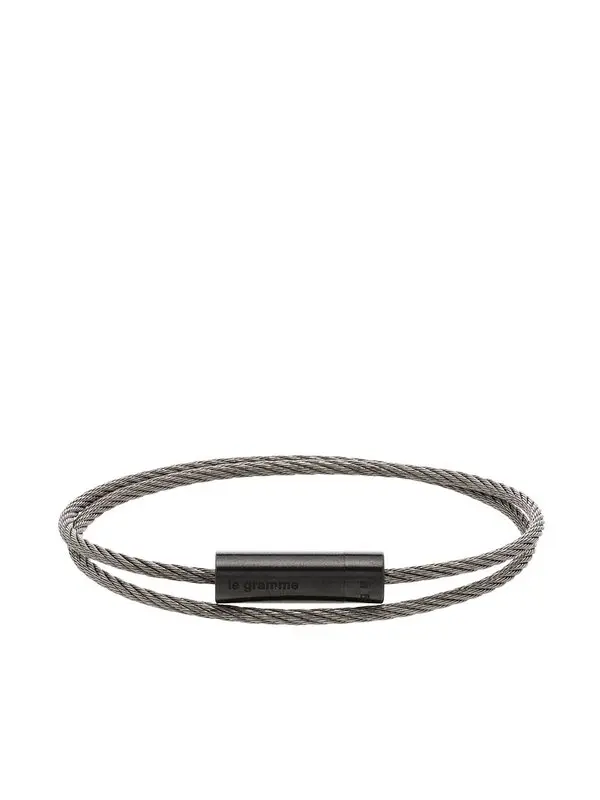 Le Gramme 7g Brushed Double Cable Bracelet - Black