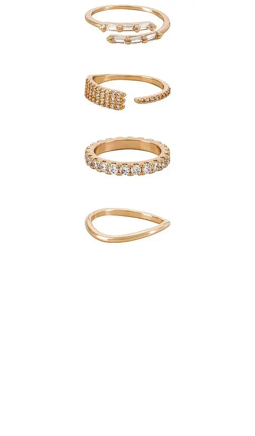Ettika Crystal Embellished Ring Set - Clear Crystals