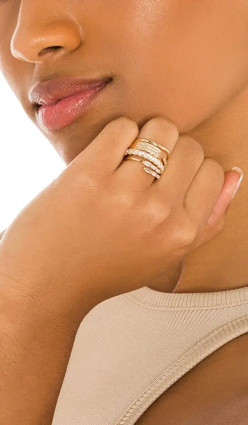 Ettika Crystal Embellished Ring Set - Clear Crystals